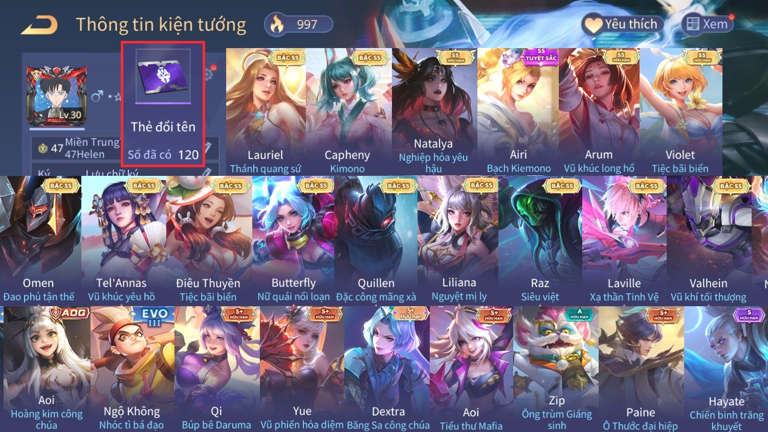 Nick Liên Quân Vip